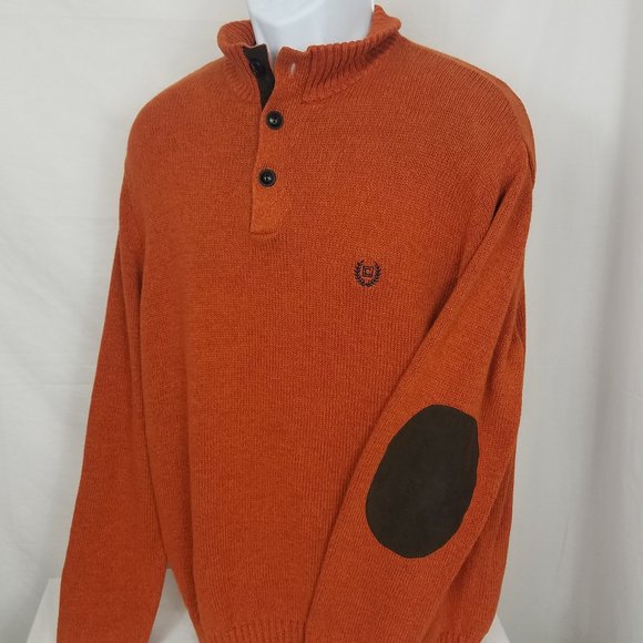 Chaps | Sweaters | Chaps 4 Button Sweater With Suede Elbow Patches ...